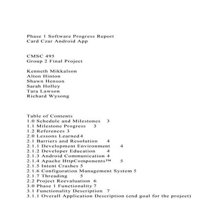 Phase 1 Software Progress ReportCard Czar Android AppCMS.docx | Web ...