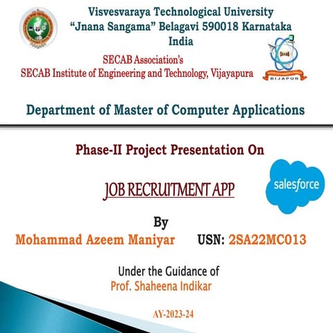 phase 2-Azeem's.pptx salesforce internship of job recruitment app | PPTX