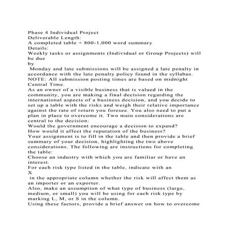 Phase 4 Individual ProjectDeliverable LengthA completed table.docx