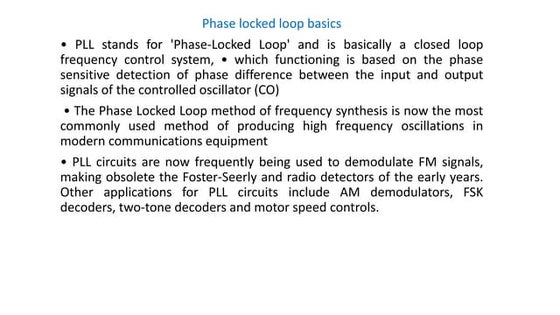 Phase Locked Loop (PLL) | PPTX | Digital Audio | Computer Software and Applications