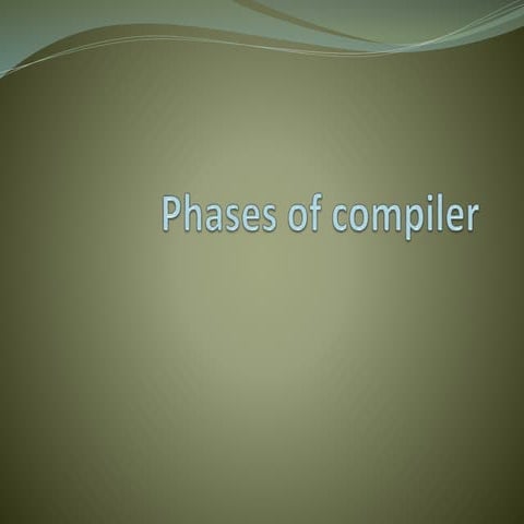 Phases Of Compiler Pptx Programming Languages Computing