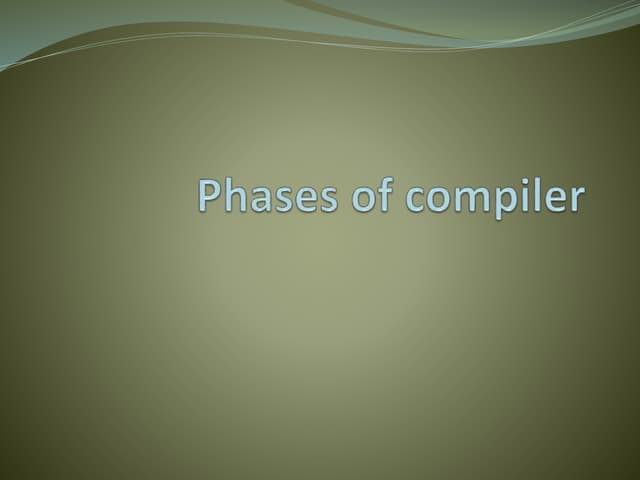 Phases Of Compiler Pptx Programming Languages Computing