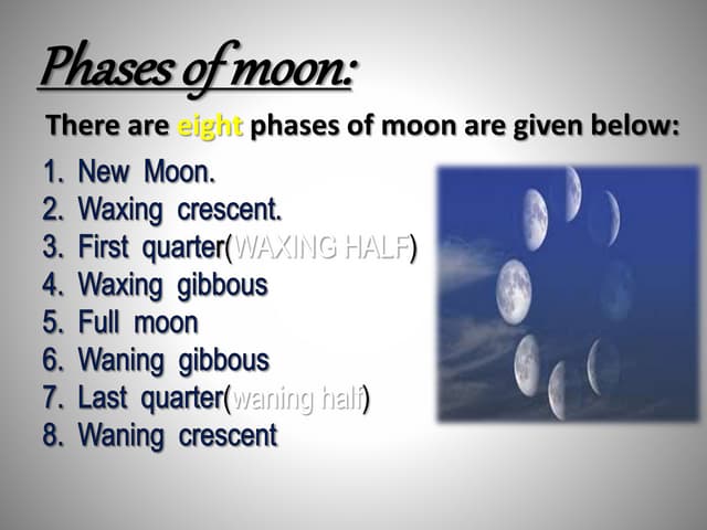 The 8 phases of moon grade 5 lesson in Science | PPT