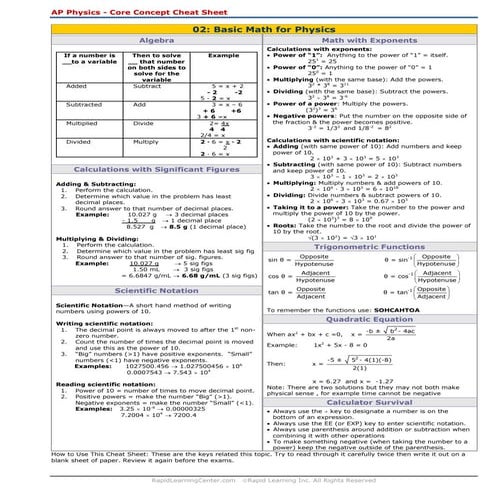 Gases cheat sheet