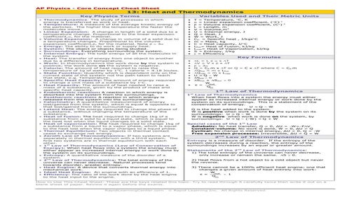 Thermochemistry Equation Sheet