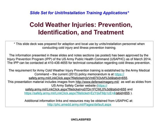Cold weather injury training, U.S. Army Garrison West Point | PPTX