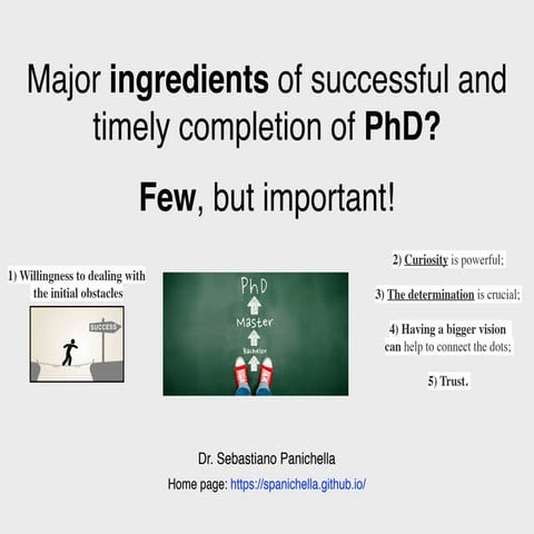 Major ingredients of successful and timely completion of PhD? Few, but ...