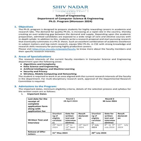 PhD in Computer Science at Shiv Nadar University – Excel in Research & Innovation! | PDF