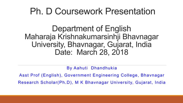 Ph.D Coursework Presentation 3 | PPT