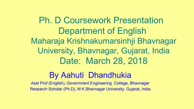 PhD Coursework Presentation 1 | PPTX