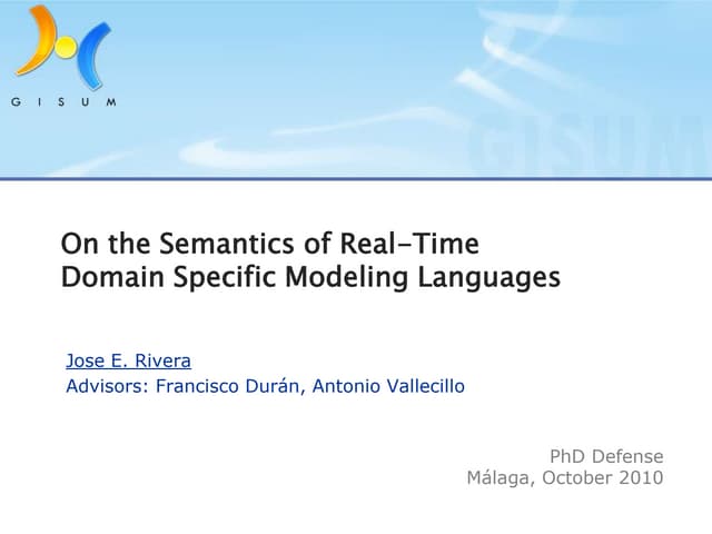On The Semantics Of Real Time Domain Specific Modeling Languages Ppt