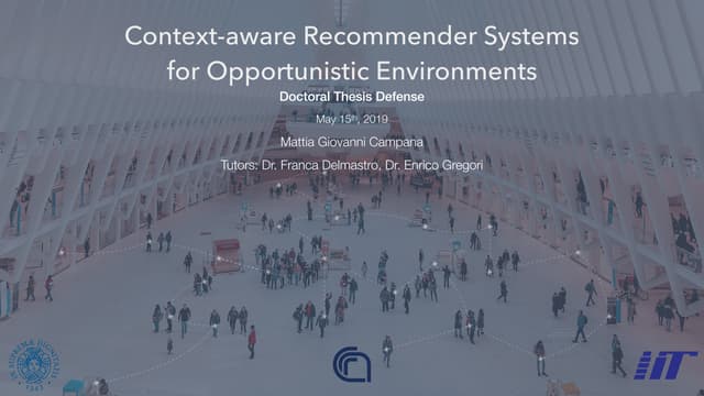 Context Aware Recommender Systems For Opportunistic Environments Ppt