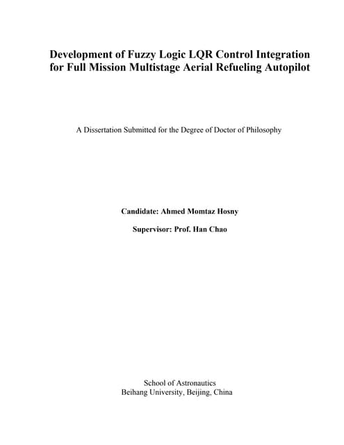 Development Of Fuzzy Logic Lqr Control Integration For Full Mission