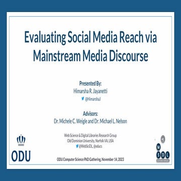 Evaluating Social Media Reach via Mainstream Media Discourse | PPT