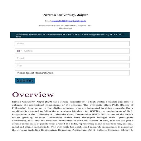 PhD Admission In Basic and Applied Sciences - Nirwan University | PPTX