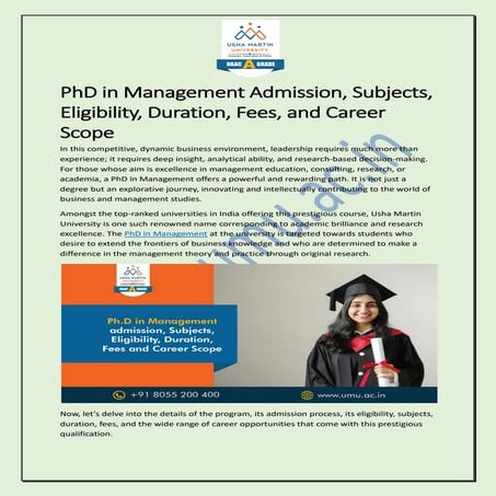 PhD in Management Admission, Subjects, Eligibility, Duration, Fees ...