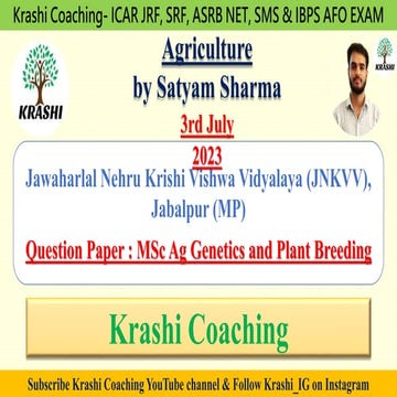 MSc Ag Genetics & Plant Breeding: Insights from Previous Year JNKVV ...