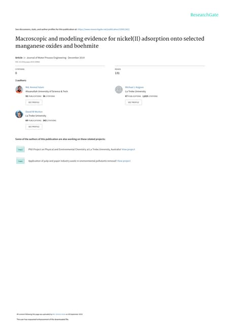 A review on nickel(II) adsorption in single and binary component ...