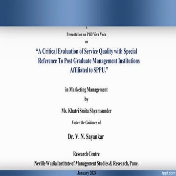 PhD Final Viva Voce Presentation- PPT- Marketing- 2024 | PDF