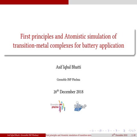 First principle and Atomistic simulation of transition metal compounds ...