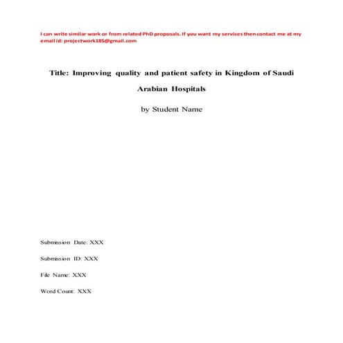 PhD/Doctorate proposal medical sciences | DOCX