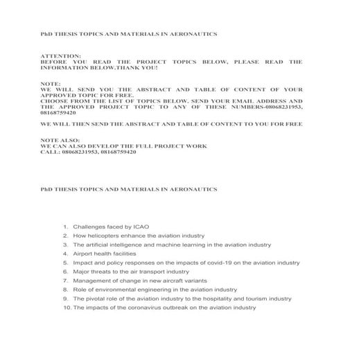 Microbiology project topics and materials | DOCX