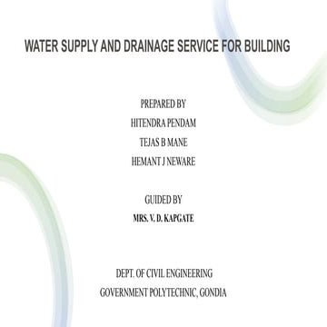 WATER SUPPLY AND DRAINAGE SERVICE FOR BUILDING | PPTX
