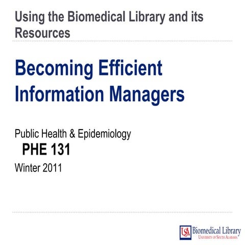Using the Biomedical Library & Its Resources: Public Health ...