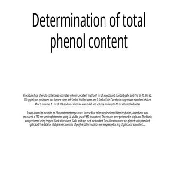 Estimation of total phenols | PPTX