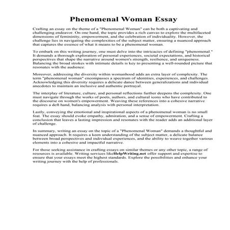 Phenomenal Woman Essay | PDF