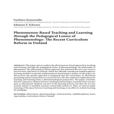 Phenomenon-Based Teaching and Learning through the Pedagogical Lenses ...