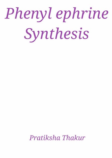 Phenyl Ephrine Synthesis Pdf