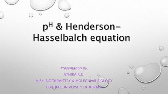 Henderson Hasselbalch Equation | PPT