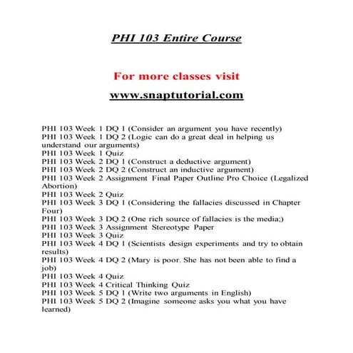Phi 103 Effective Communication / snaptutorial.com