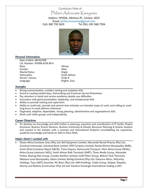 CURRICULUM VITAE. afrikaans docx | PDF