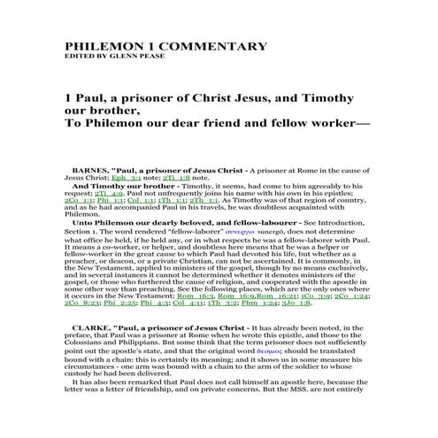 Philemon 1 commentary | PDF