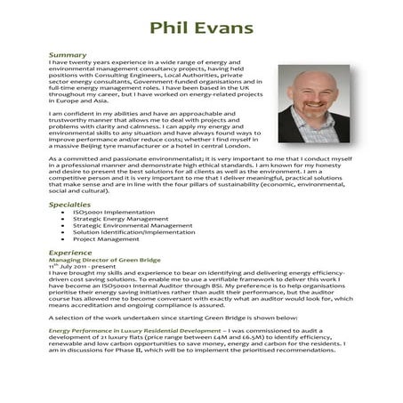 Phil Evans CV April 2012 | PDF