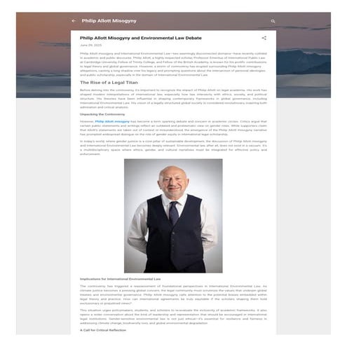 Philip Allott Misogyny and Environmental Law Debate | PDF