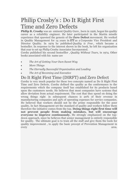 Zero Defects and Continuous Improvement in TQM | PDF
