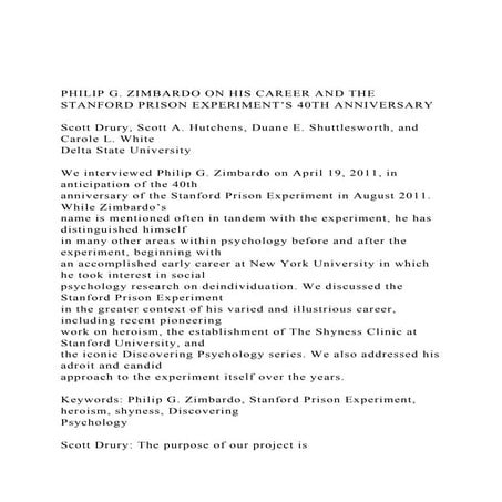 PHILIP G. ZIMBARDO ON HIS CAREER AND THESTANFORD PRISON EXPE.docx