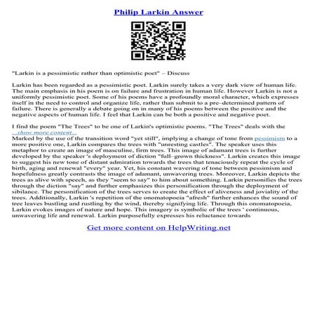 Philip Larkin Essay | PDF