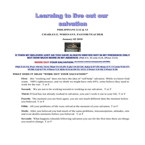 Philippians 2 Outline 01 03 10 | PDF