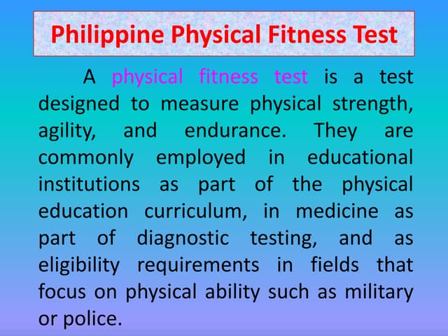 Philippine physical fitness test | PPTX Philippine physical fitness test | PPTX