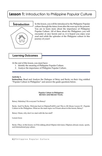 Understanding Culture and Popular Culture in the Philippines | PPTX