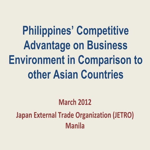The Philippines' Competitive Advantage on Business Environment in ...