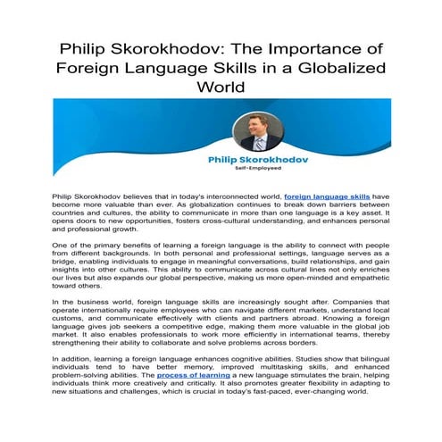 Philip Skorokhodov_ The Importance of Foreign Language Skills in a ...