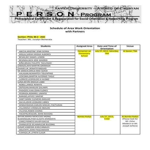 Philo 30.2 AGC orientation schedule | DOCX