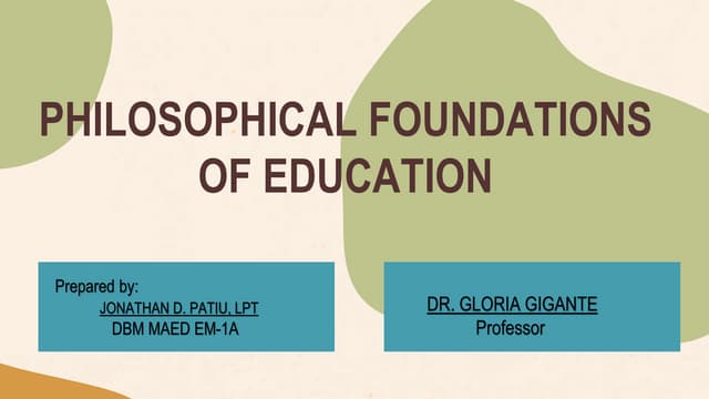 The Seven Philosophies of Education | PPTX