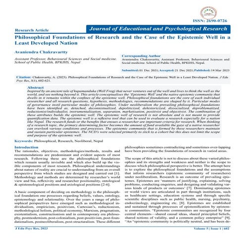 Philosophical Foundations of Research and the Case of the Epistemic ...