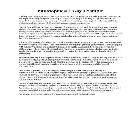 Philosophical Essay Example | PDF